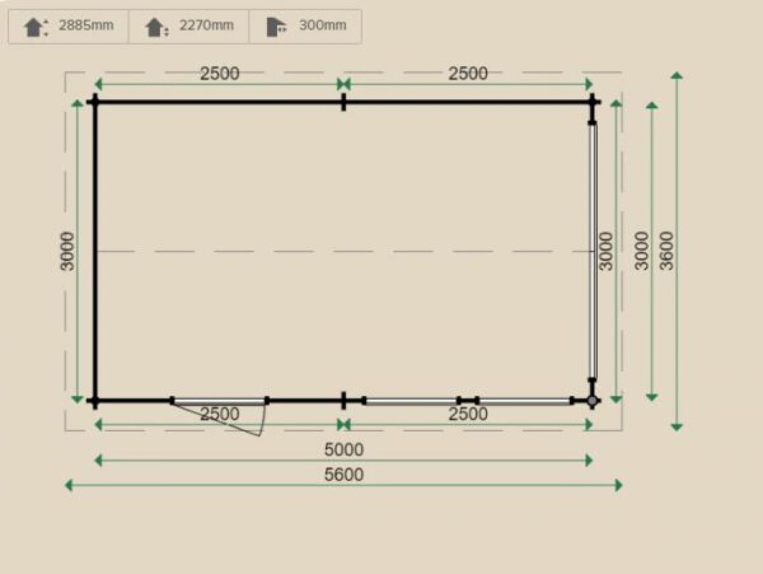 Lugarde Garage G1 500x300 cm - 44 mm | Van Kooten