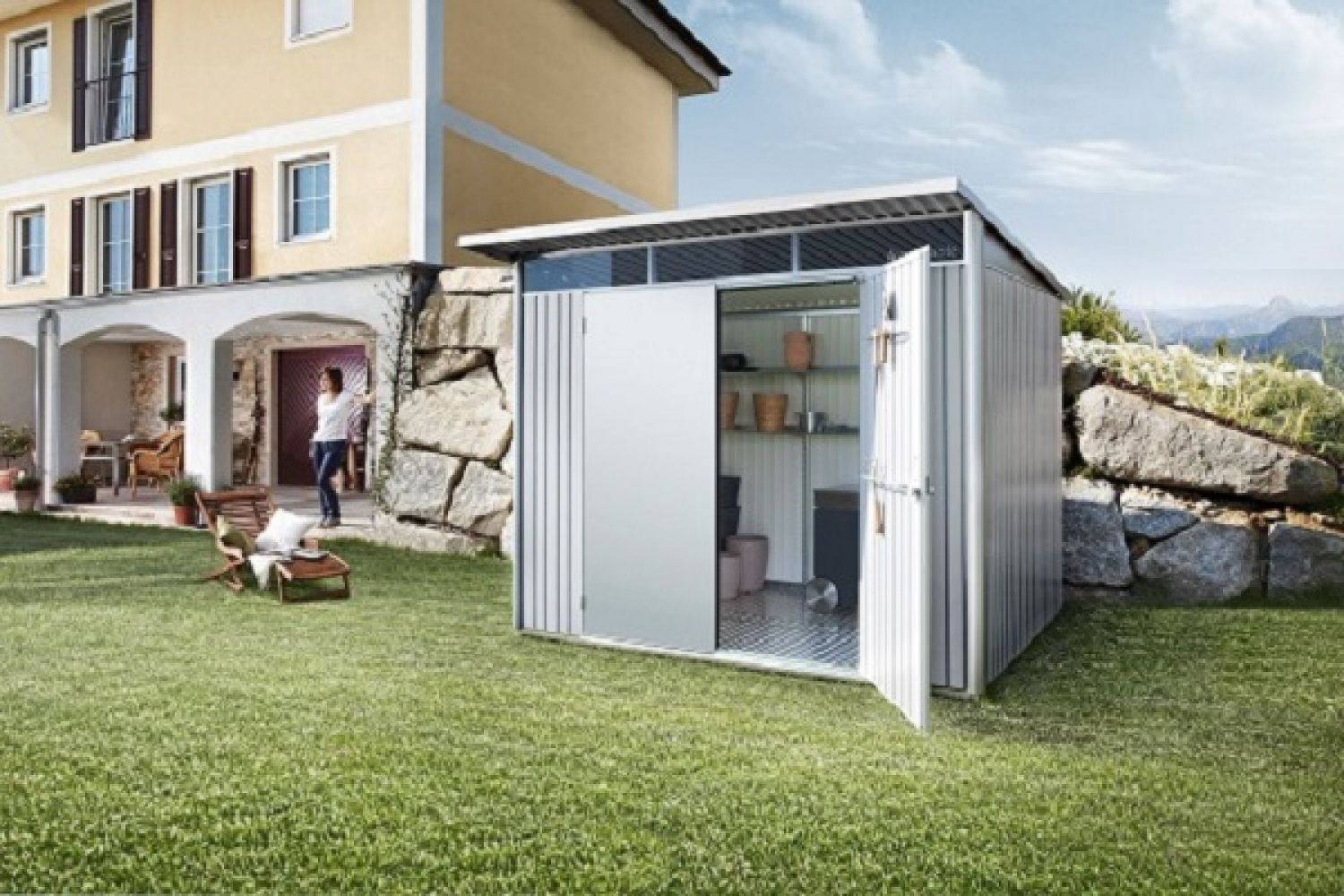 Biohort metalen berging AvantGarde A* 260x380x222 cm met dubbele deur ...