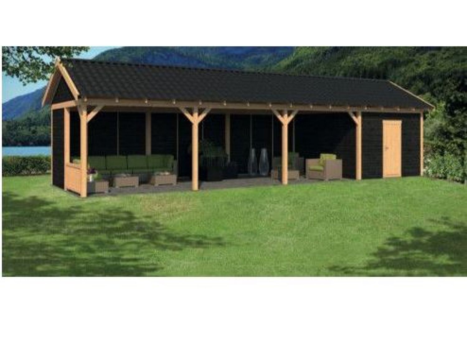 Tuindeco Lariks/Douglas Overkapping Hamar L type 10 903x395cm | Van Kooten